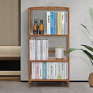 MoNiBloom 3-Tier Bookshelf Bookcase Multifunction Free-Standing Storage Shelf Plant Flower Stand for Living Room Bathroom Kitchen Home, Natural