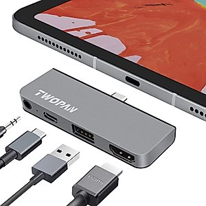 TWOPAN 4-in-1 iPad Pro USB C Hub HDMI, 4 Port USB 3.0 Hub Splitter with USB C PD 3.0 Charging, 4K HDMI, 3.5mm Audio Jack, for iMac 24 inch 2021, iPad Pro 12.9, MacBook Pro 14"/16" M2 Pro/Max