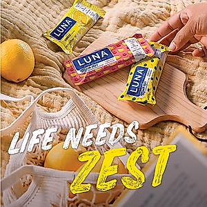 LUNA Bar - LemonZest Flavor - Gluten-Free - Non-GMO - 7-9g Protein - Made with Organic Oats - Low Glycemic - Whole Nutrition Snack Bars - 1.69 oz. (12 Pack)