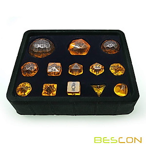 BESCON DICE Amber Complete Polyhedral RPG Dice Set 13pcs D3-D100