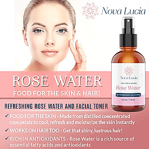 Large 4 oz 100% Pure, Organic Moroccan Rose Water Spray Face Toner, Skin Body Hair Eye Makeup Remover Alcohol Free Toner, Scar Minimizer Hydrating Soothing Face Mist for Dry Oily Combination Skin