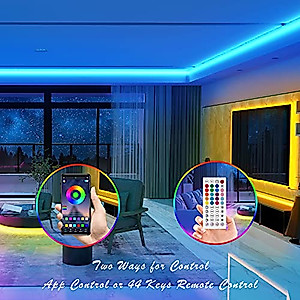 100ft Led Lights for Bedroom, APP Control Music Sync Color Changing,Ultra Long RGB 5050 Led Strip Lights with 44Keys IR Remote for Christmas Room Home Decoration