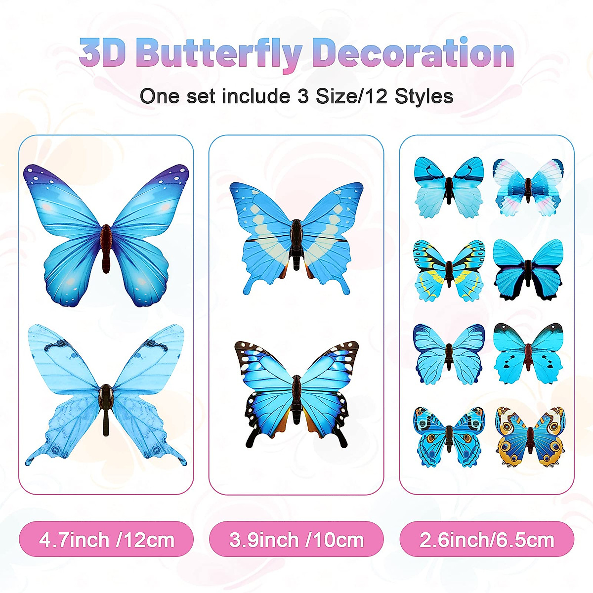 120 Pieces Butterfly Wall Decals Glow in The Dark 3D Butterfly Stickers for Ceiling Wall Decor Adhesive DIY Butterflies Wall Decoration for Kid Bedroom Nursery Living Room Home Garden