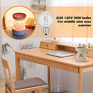 ETwinCoo Wax Warmer Bulbs, Custom Fit G30 25 Watt Bulbs for Middle Size Scentsy Warmers, E12 Base Clear Scentsy Light Bulbs for Wax Warmers - Long Life-Span and Melt Wax Fast, 120 Volt