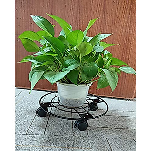 Outdoor rolling Planter Casters,Plant Caddy with Wheels Iron Large Potted Plant Stand Holder Move Around Indoor Outdoor Garden Patio Flower Pot Planter Adjustable Rolling with Locking 13" 2 pcs