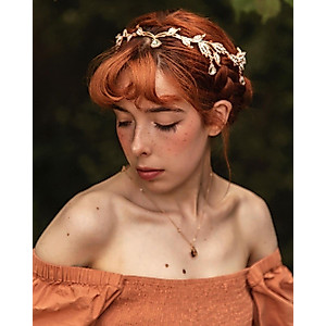 SWEETV Rhinestone Leaf Wedding Tiara Headband for Brides, Rose Gold Crown Headband for Pageants Wedding Prom Birthday