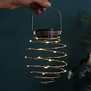 Newzeroin 4 Pack Solar Spiral Lights, Solar Garden Lights Outdoor Decorative Hanging Lights Garden, Patio, Porch, Path, Yard,String L (Without Leaves), Warm White