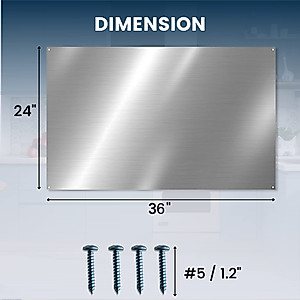 24" x 36" Reversible Metal Backsplash Matching screws | Compatible with Broan-NuTone SP3004 - Ultra Flat and Flushed Metal Panel Splatter Guard for Stovetop Easy Installation