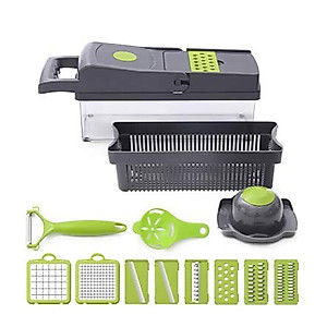 B BSIASIO Vegetable Chopper With Container Onion Chopper, Egg Slicer, Slicer, Vegetable Slicer, Professional food chopper,8 blades