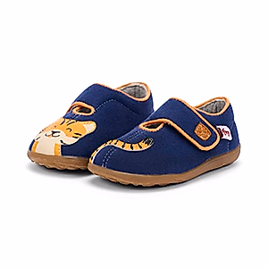 See Kai Run Cruz II - Easy-On Felted Wool Slippers for Little Kids, Dark Blue Tiger 11