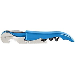 Pulltap's Double-Hinged Waiters Corkscrew, Wine Opener and Foil Cutter, Beer Bottle Opener, Bright Blue
