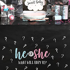 Sparkle and Bash Gender Reveal Party Plastic Tablecloth, He or She (54 x 108 in, 3 Pack)