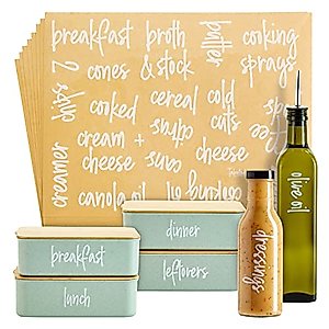 158 White Script Kitchen Pantry Labels for Food Containers, Clear Removable Stickers for Fridge Organization, Freezer, Jar Storage
