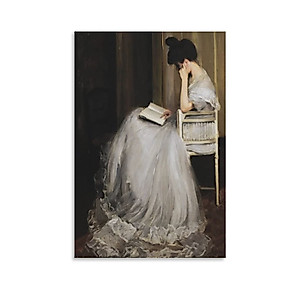 Vintage French Wall Art Masterpiece Woman Reading Portrait Oil Painting Wall Art Paintings Canvas Wall Decor Home Decor Living Room Decor Aesthetic 20x30inch(50x75cm) Unframe-Style