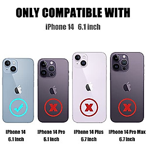 Nvollnoe for iPhone 14 Case with Card Holder Heavy Duty Protective Dual Layer Shockproof Hidden Card Slot Slim Wallet Case for iPhone 14 for Women&Men(Blue)