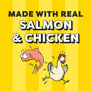 Temptations Creamy Puree with Chicken and Salmon Variety Pack of Lickable, Squeezable Cat Treats, 0.42 Oz Pouches, 16 Count