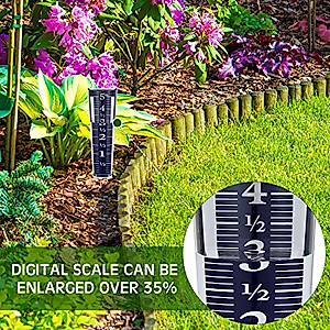 Kanayu 4 Pcs 5 Inch Capacity Outdoor Rain Gauge with Tube Brush Easy to Read Magnifying Scale and Numbers Digital Rain Gauge Plastic Blue Rain Measure Gauge for Garden Yard Field