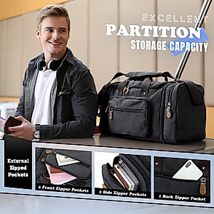 Gonex Canvas Duffle Bag for Travel, 50L Duffel Overnight Weekend Bag (Dark Gray)