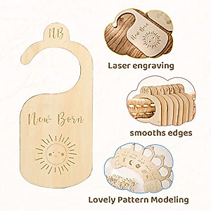 ibwaae Wooden Baby Closet Size Divider Organizer Hanger Clothing Dividers for Newborn Nursery Decor Infant to 24 Months