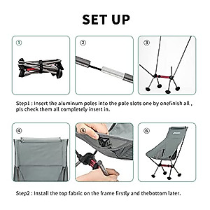 EGGORY Camping Chair, Outdoor Collapsible Chair, Portable Ultralight Compact Camping Folding Beach Chair with Anti-Sinking Large Feet, Stable Compact for Outdoor Camp, Travel, Beach, Picnic