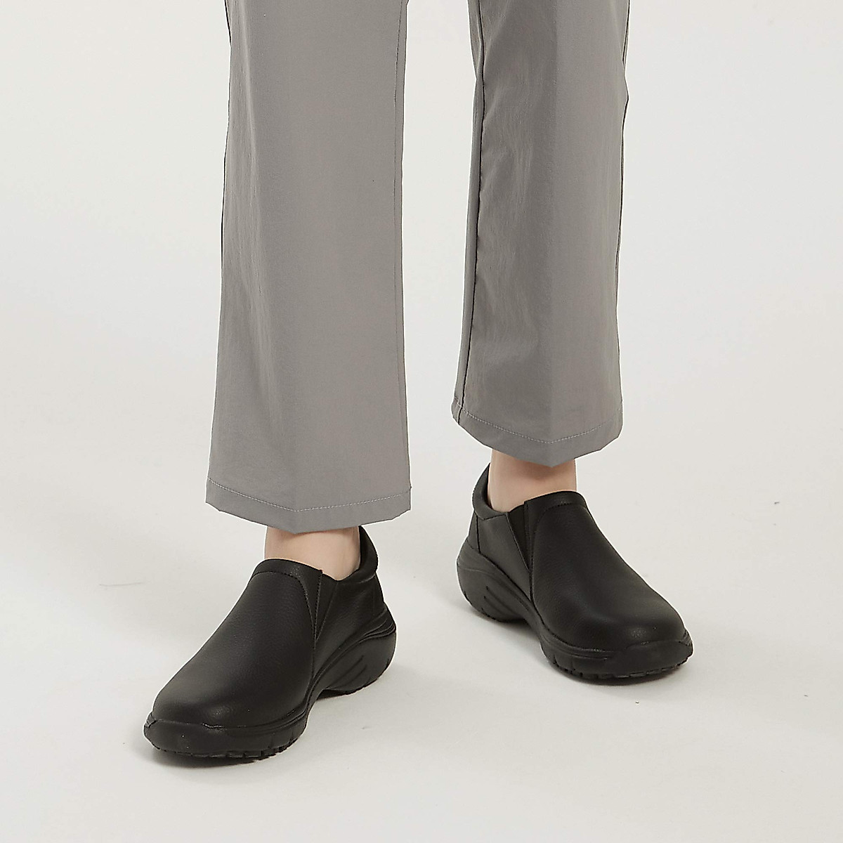 Hawkwell Women's Slip On Lightweight Comfort Slip Resistant Nursing Shoes,Black Synthetic,8 M US