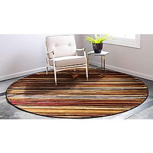 Unique Loom Barista Collection Area Rug - Icatu (4' 1" Round, Beige/ Brown)