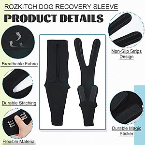ROZKITCH Dog Surgery Recovery Sleeve Front Right Left Leg, Pet Prevent Licking Wound Elbow Brace Protector, Dog Recovery Suit Cone Collar Alternative for Sprain ACL CCL Arthritis Joint Care Black 2XL