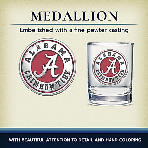 Heritage Pewter Alabama Clear Glass | 14 OZ Drinking Glass | Expertly Crafted Pewter Glass