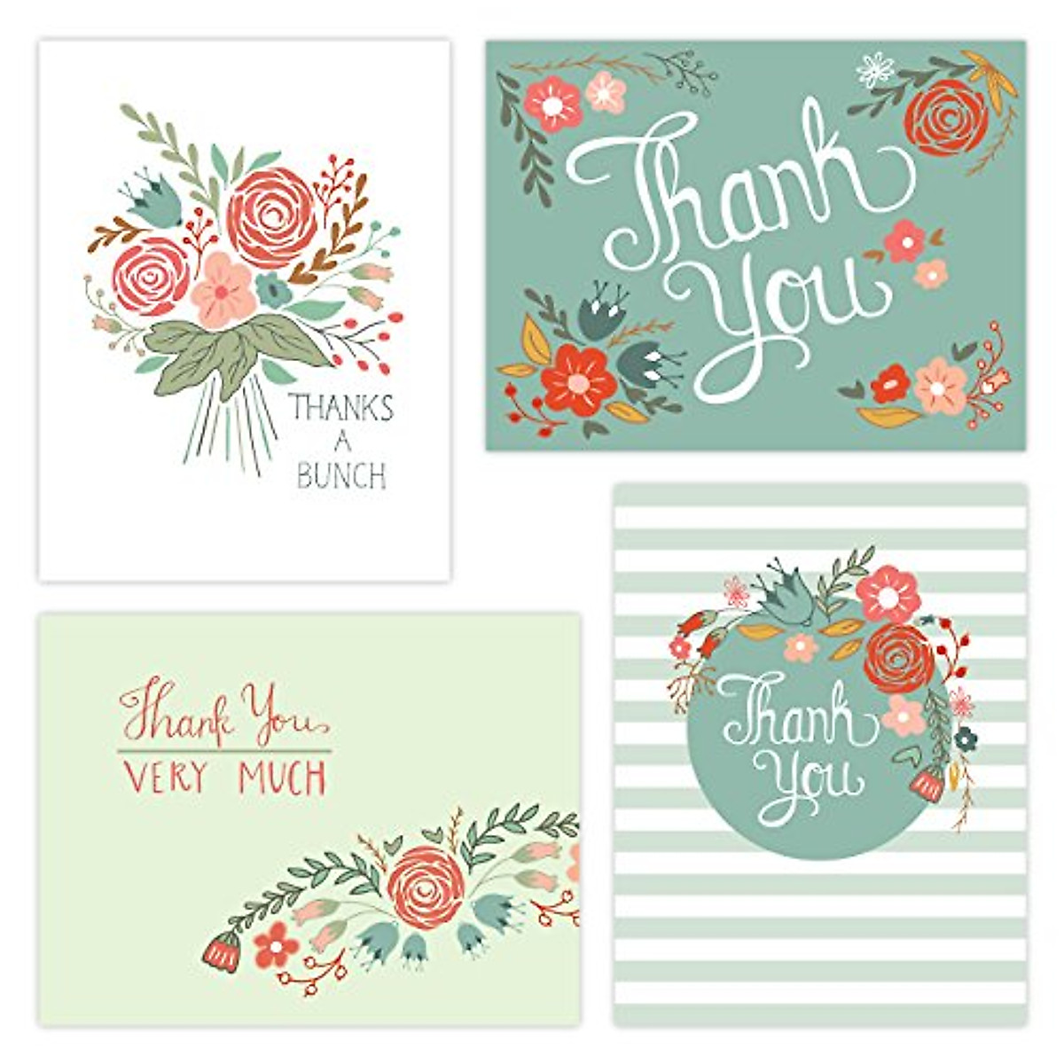 One Jade Lane - Floral Festival Thank You Cards (Self-mailer) POSTCARDS "Postage Saver" (Set of 40).