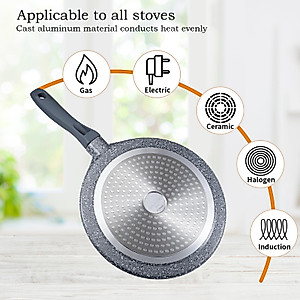 ACTIV CUISINE Crepes Pan, Non-Stick Pancake Skillet with Ceramic Coating for Easy Flipping and Delicious Results, PFOA-Free, Ashley Grey 11in/28cm