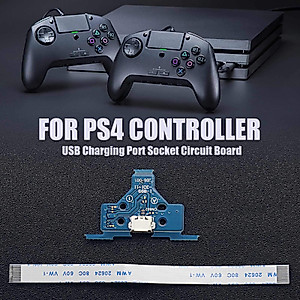 Create idea 2Set USB Charging Port Socket Board JDS-001 Compatible with PS4 V1 Wireless Controller with 14Pin Ribbon Cable