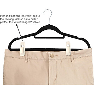 Velvet Hangers Clips, 20 Pack Beige Pants Velvet Clips, Clothes Hanger Clip Strong Finger Flocked Clips Fit for Ivory Velvet Hangers