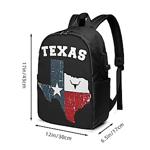 VNCXCNCN I Love TEXAS Laptop Backpack Classic Backpack Band Elements Travel Backpack Sports Backpack With USB port