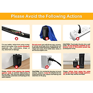 Space Heater, 1500W Electric Heaters Indoor Portable with Thermostat , PTC Fast Heating Ceramic Room Small Heater with Heating and Fan Modes for Bedroom, Office and Indoor Use