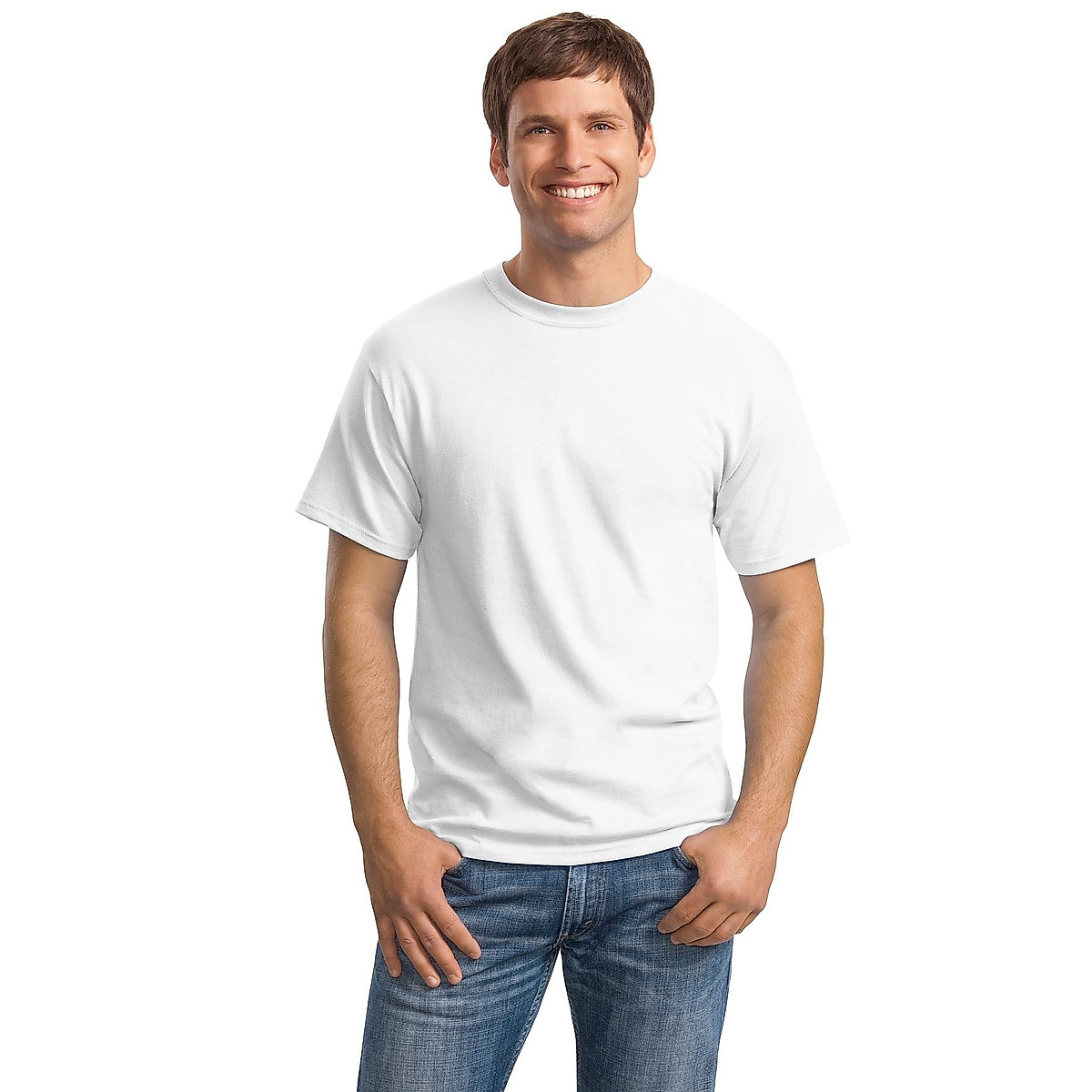 Hanes Ultimate Men's 5-Pack Tagless ComfortSoft Crewneck T-Shirt, White, Large