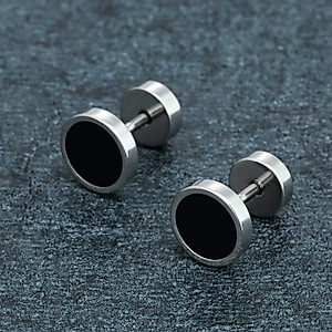 Aroncent Stud Earrings for Men Women Fake Gauge Fake Earrings Stainless Steel Earrings 8MM Rosegold Christmas Gifts