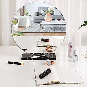 QEEYON 12'' Round Self Adhesive Circle Glass Mirror HD Large Makeup Mirror Frameless Decoration Wall Mirror for Bathroom, Bedroom, Living Room, Door etc