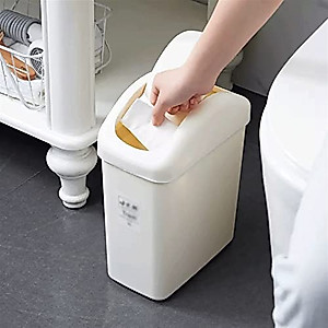 DYPASA Rectangular Household Toilet Garbage Can with Lid, Swing-Cover Indoor Garbage Can Trash can ( Color : Gold , Size : 6l )