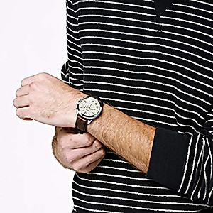 Fossil Men's Grant Quartz Stainless Steel and Leather Chronograph Watch, Color: Silver, Brown (Model: FS4735)