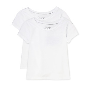 The Children's Place baby girls And Toddler Short Sleeve Basic Layering T-shirt T Shirt, White 2 Pack, 3T US