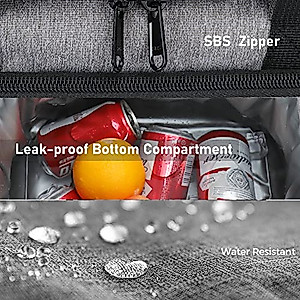 DENUONISS Insulated Lunch Bag for Women/Men Foldable Soft Lunch Cooler Bag Tote Adult Lunch Box Bag Frozen Lunch Bags Thermal Bento Bag for Work Travel Beach Camping,(12L) 16-Can, Gray