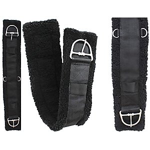 CHALLENGER 28" Western Black Nylon Webbed Straight Rear Flank Saddle Cinch Fleece 97126BK-28