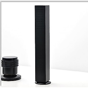 WuDLi Bath Mixer Tap Black 5 Hole Deck Mount Bath Shower Tap, Bath Shower Mixer Tap and Shower Kit F