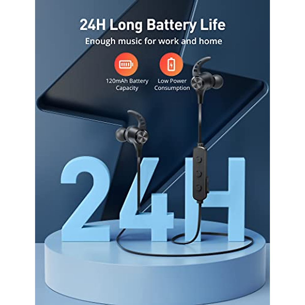 Bluetooth Headphones, Bluetooth 5.2 Stereo aptX Wireless Earbuds Bass Magnetic IPX7 Waterproof Open Earbuds Bulit-in Mic with 24H Playtime, Lightweight Neckband Earphones for Sport, Gym, Running