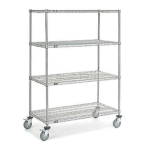 Nexel Chrome Wire Shelf Truck, 48x24x69 1200 Pound Capacity with Brakes