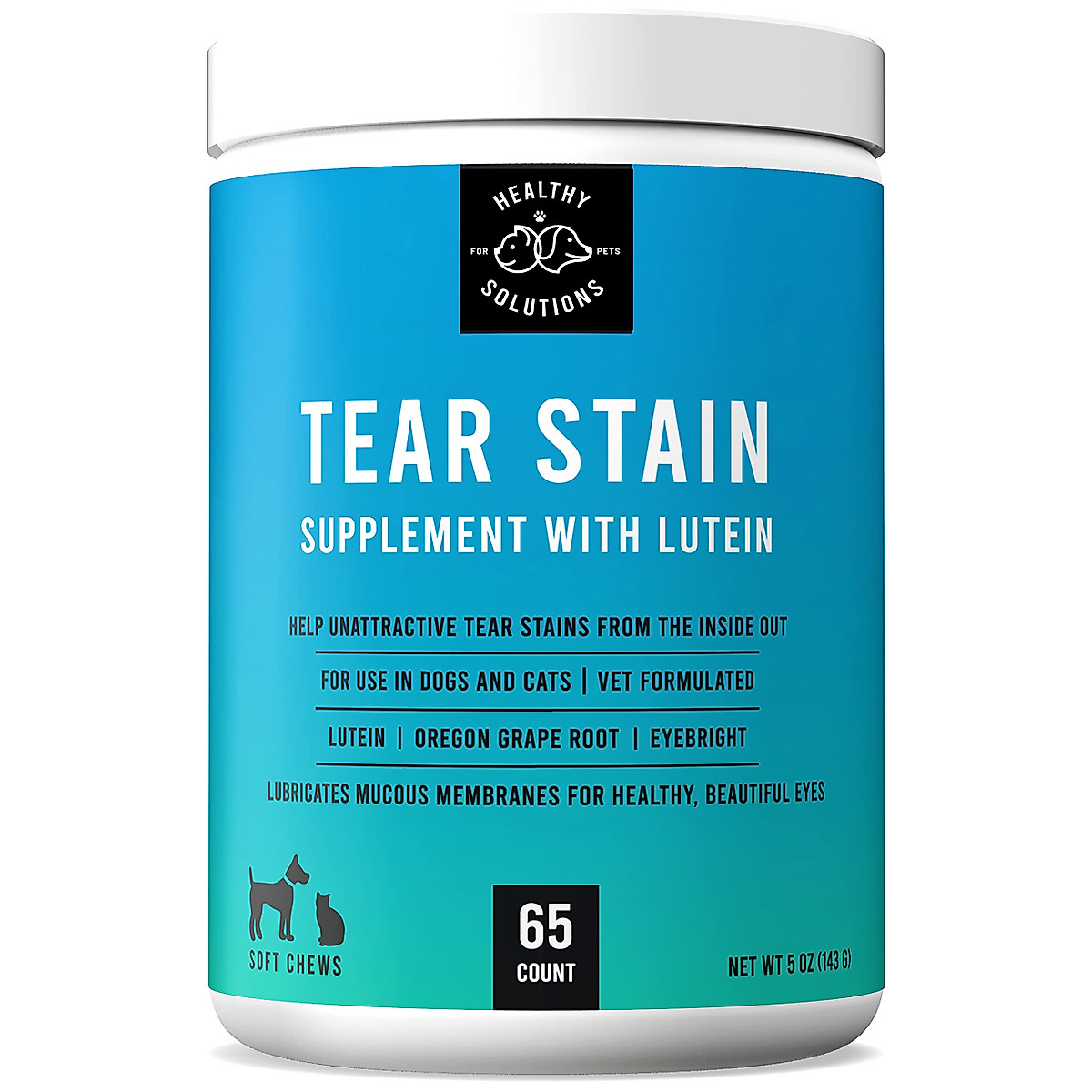 Tear Stain Remover for Dogs Plus Lutein - Supplement for White Dogs & All Other Dog Breeds - Eliminates Unsightly Eye Tear Stains for Dogs & Cats - 65 Soft Chews Enhanced with Cranberry Extract