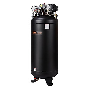 VEVOR 80 Gallon Air Compressor, 6.5HP 15.5SCFM@90 PSI, 2-Stage 145PSI Oil Free Stationary Compressor Tank, 86dB Quiet Compressor for Industrial Manufacturing, Workshops (220V/60Hz Single-Phase Power)