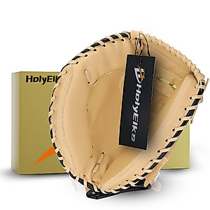 Baseball Glove,Baseball Softball Mitt for Kid Youth Adult,Baseball Right Hand/Left Hand Gloves,Infield Outfield Mitts (Khaki Left Hand Throw, 33 inch)