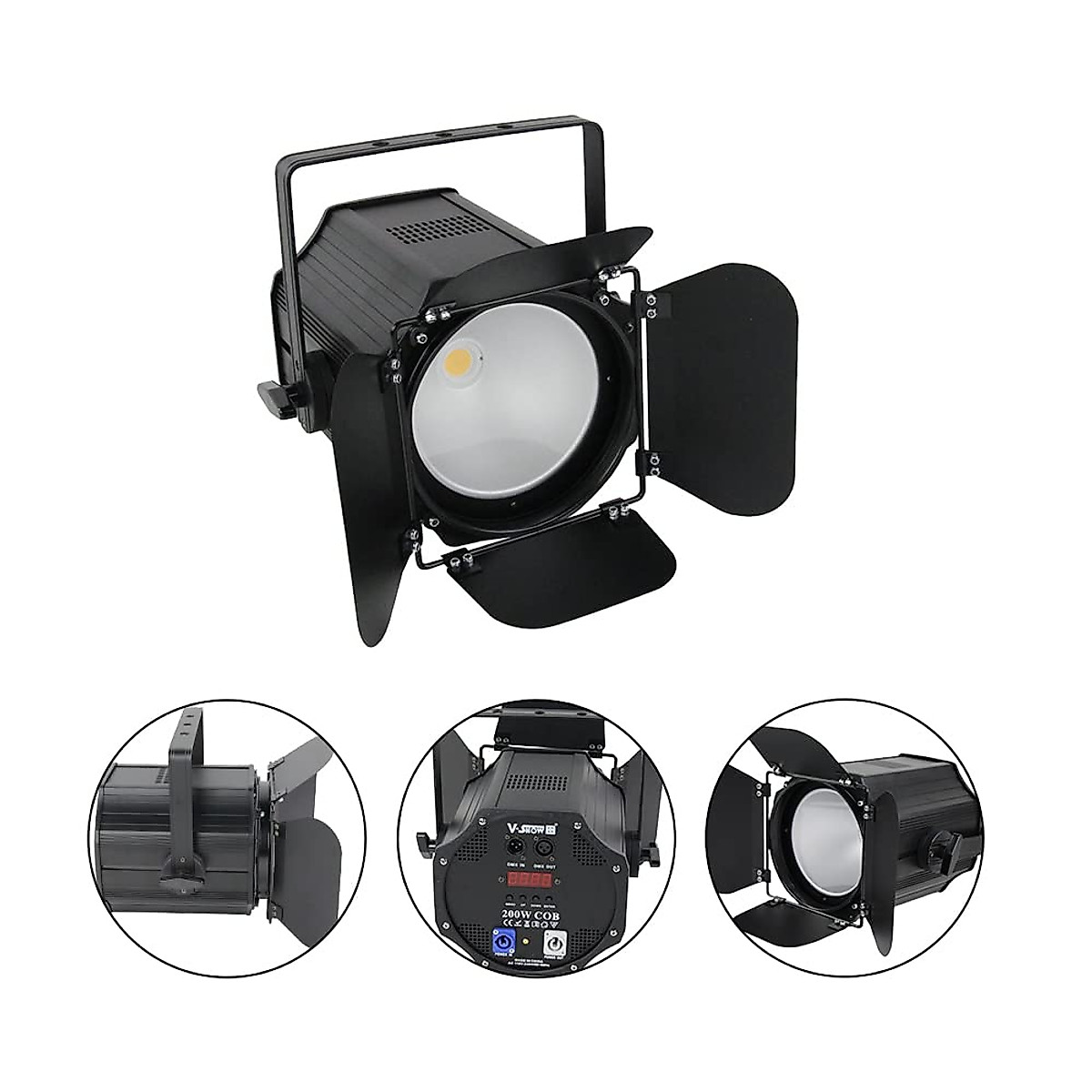 V-Show 200W Stage COB Par Light - Studio Lights Warm White DMX with Dimmable for Camera Photo Church Theater