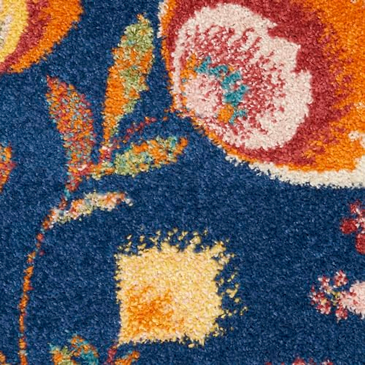 Nourison Allur Floral Navy Multicolor 5'3" x 7'3" Area -Rug, Easy -Cleaning, Non Shedding, Bed Room, Living Room, Dining Room, Kitchen (5x7)